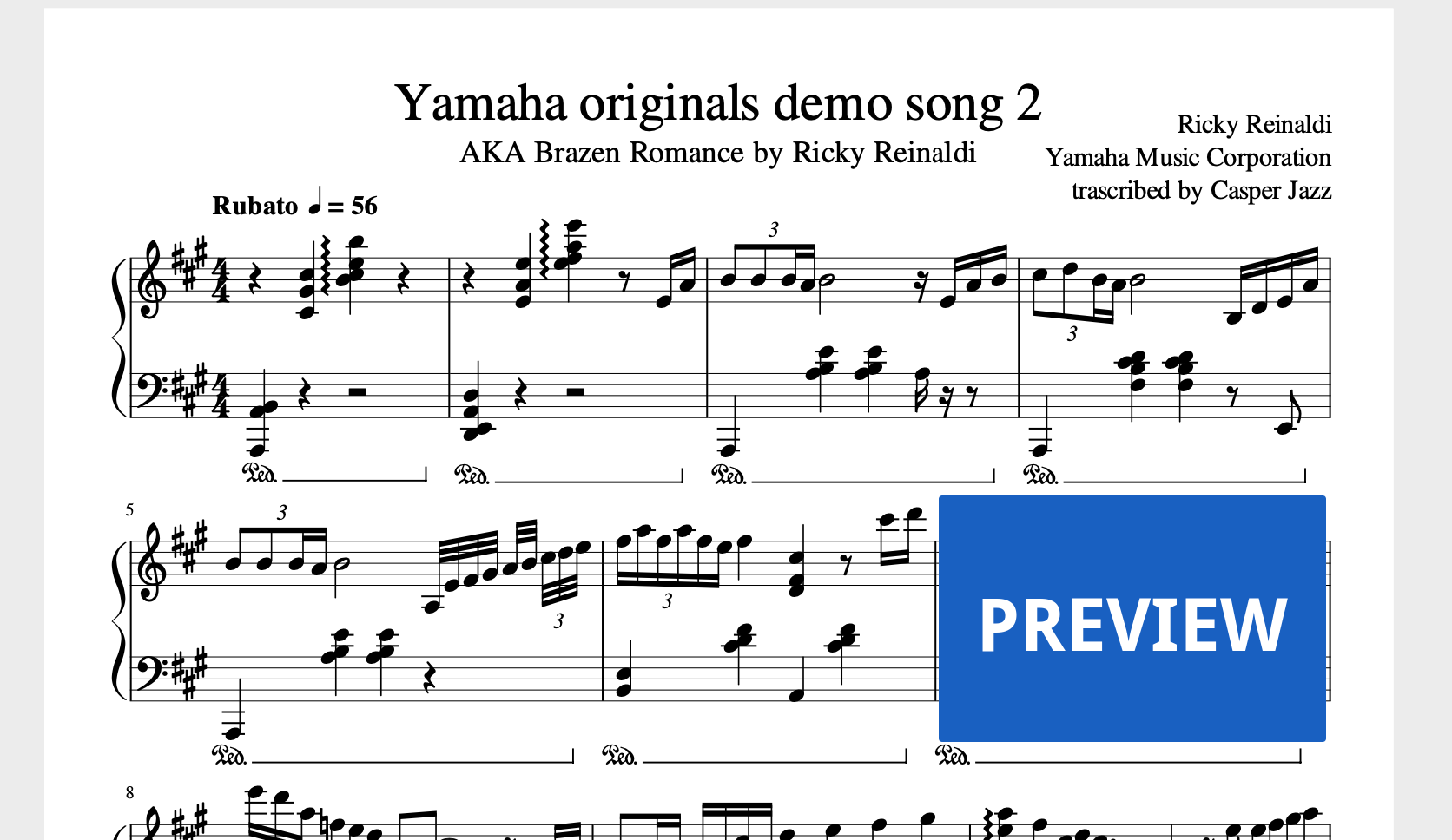 Yamaha demo song 2 | Brazen Romance sheet music MIDI and mp3